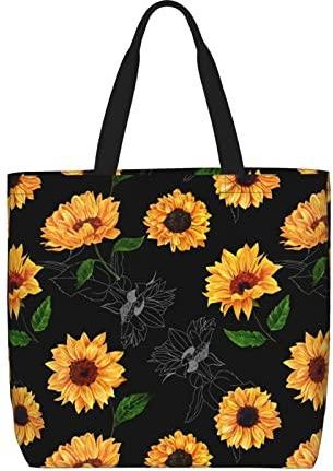 Generic Sac De Courses Sumflower Femmes Sac &Agrave; Bandouli&egrave;re Personnaliser Lavables Sacs En Toile Pour Femmes, Pour Shopping, Tous Les Jours, Voyage, Burea