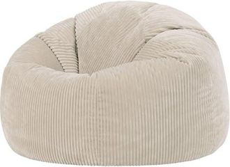 Icon Brand Kingston Pouf Velours Côtelé, Pouf Poire avec Remplissage, Fauteuil Salon Confortable, Fauteuil Chambre, Meuble Salon, Decoration Chambre, Beige