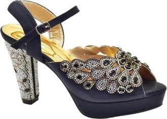 Generic YUJIEBB - Escarpins &agrave; bout ouvert pour femme - Chaussures de luxe &agrave; design creux - Chaussures assorties pour mari&eacute;e, Noir, 40.5 EU