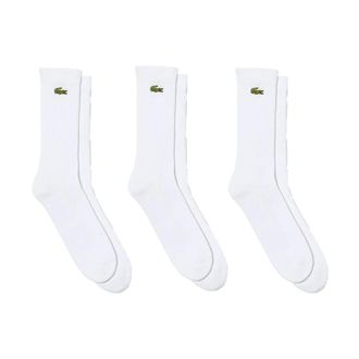 Lacoste Homme, Sous-v&ecirc;tements, Blanc, Taille: S Chaussettes c&ocirc;tel&eacute;es avec patch logo