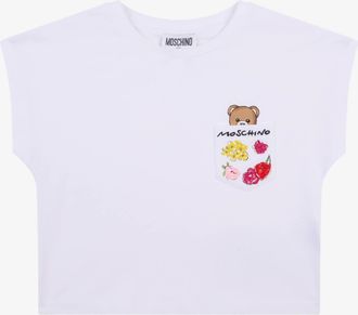 Moschino T-Shirt aus Baumwollpiqu&eacute; Moschino Teddy Bear - Wei&szlig;