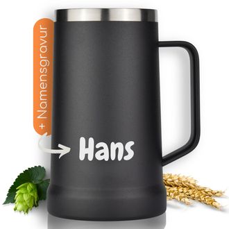 Milu Bierkrug mit Gravur 700ml personalisiert - Ostergeschenke f&uuml;r Frauen & M&auml;nner I Geschenk Ideen Papa, Mama, Freund, Freundin I Geschenkideen zum Vatert