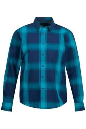 JP1880 Hommes Grandes Tailles L-8XL Chemise &agrave; Carreaux, Manches Longues et col Kent. Coupe Modern Fit. p&eacute;trole fonc&eacute; 3XL 819822757-3XL