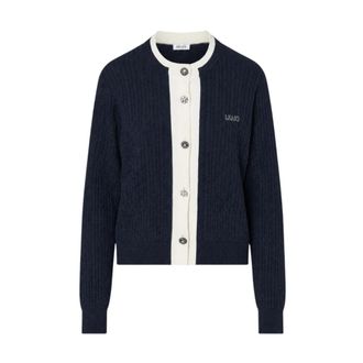 Liu Jo Cardigan avec boutons bijoux - Femme - Pulls - Bleu - Taille: 40 FR