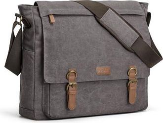 S-Zone Hommes Sac à Bandoulière 17,3 Pouces Surdimensionné Pour Ordinateur Portable - Vintage Toile Messager Porte Documents de Bureau et Travail