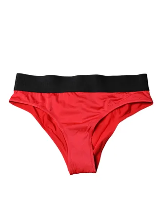 Dolce & Gabbana Womens Red Nylon Stretch Mid Waist Panty Underwear Black And Elastane Clothing