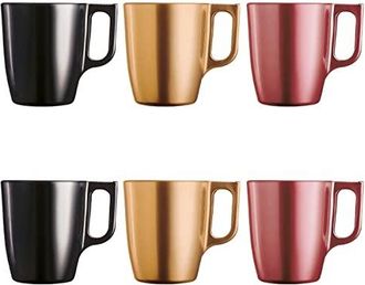 Luminarc Flashy Kaffeebecher aus Glas mit Henkel für Mikrowelle, 250 ml, 6 Stück