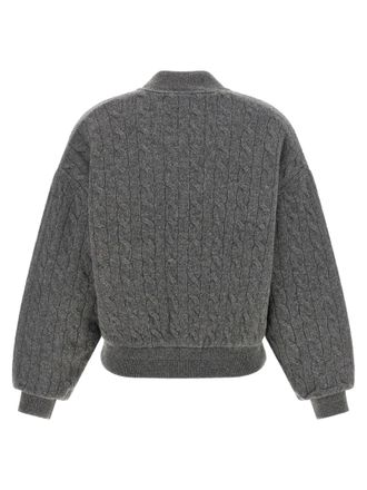 Polo Ralph Lauren Braided Knit Bomber Jacket - Gray