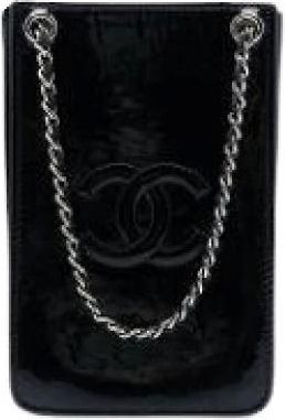 Chanel &Eacute;tui de t&eacute;l&eacute;phone en cuir verni Pre-owned - Femme - Pre-owned - Noir - Taille: ONE Size