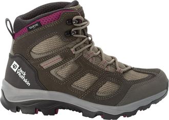 Jack Wolfskin Vojo 3 Texapore Mid Damen wasserdichte Wanderschuhe, Khaki Burgundy, 40 EU