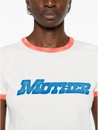 Mother Ringer Cotton T-Shirt - White
