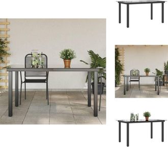 vidaXL Table de jardin Noir 150x90x74 cm Aluminium et verre - Table De Jardin - Table Dext&eacute;rieur - Table En Verre - Table Aluminium - Mobilier De Jardin