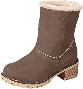 Generic Bottes de neige pour femme doubl&eacute;es en polaire - Chaudes - &Eacute;l&eacute;gantes - Couleur unie - Talon &eacute;pais - Antid&eacute;rapantes - Confortables - &Agrave; enfiler - Pour l