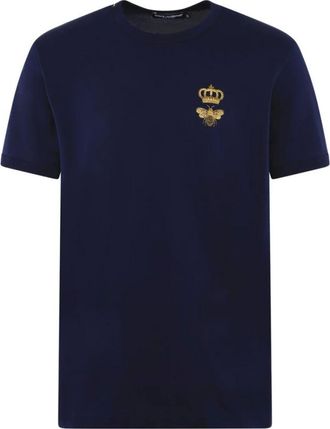 Dolce & Gabbana Homme, Tops, Bleu, Taille: XL T-Shirt Brod&eacute;