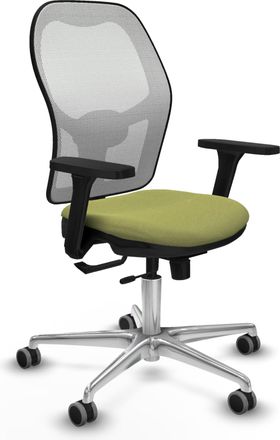 Piqueras y Crespo Schreibtischstuhl mit 3D-Armen, h&ouml;henverstellbare Lendenwirbelst&uuml;tze, ausgestattet mit Syncro/Traslack und injiziertem Schaumstoff, Wei&szlig;/Olivgr&uuml;n