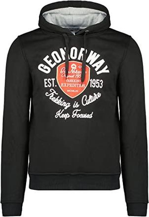 Geographical Norway Garlon Men - Sweat À Capuche Et Poche Kangourou pour Homme - Sweats Shirts À Logo pour Homme - Sweat Shirt Hoody Manches Longues (Noir XL)