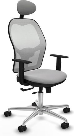 Piqueras y Crespo Schreibtischstuhl in Wei&szlig; und Grau, mit 1D-Armlehnen, h&ouml;henverstellbarer Lendenwirbelst&uuml;tze und festem Kopfteil, ausgestattet mit Syncro/Traslack und 