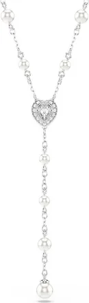 Swarovski Ariana Grande x Swarovski Y-Halskette Verschiedene Schliffe, Kristallperle, Herz, Weiß, Rhodiniert