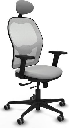 Piqueras y Crespo B&uuml;rostuhl ohne Rollen, 2D-Armlehnen, h&ouml;henverstellbare Lendenwirbelst&uuml;tze und festes Kopfteil, ausgestattet mit Syncro/Traslack. Wei&szlig;/Hellgrau