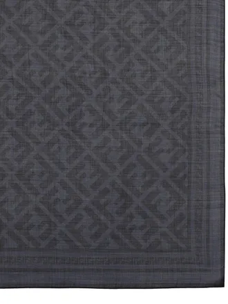 Fendi FF Motif Silk-Wool Jacquard Scarf - Blue