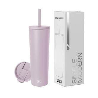 Simple Modern Thermobecher mit Strohhalm und Deckel | Trinkbecher mit Henkel Wiederverwendbare Edelstahl | Geschenke f&uuml;r Frauen und M&auml;nner | Classic | 830ml | Laven