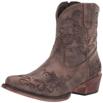 Roper Kurzer Damenstiefel - 17,8 cm langer Schaft mit Rei&szlig;verschluss - Snip Toe Fashion Booties, flexible TPR-Laufsohle, gepolstertes Fu&szlig;bett, Western-Cowgi