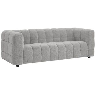 Vente-Unique Canap&eacute; 3 places en tissu bouclette gris clair LERICI de Pascal Morabito