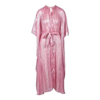 Forte_Forte Manteau en chiffon lamin&eacute; avec ceinture - Femme - Vestes - Rose - Taille: ONE Size
