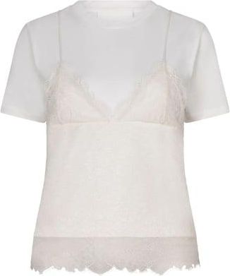 Love Stories T-shirt droit superpos&eacute; avec dentelle en coton
