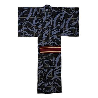 Generic Robe kimono japonaise longue ample avec ceinture de pyjama Yukata Hadajuban Yukata Costume adulte Sous-v&ecirc;tements Peignoir de nuit, 14 Noir, L