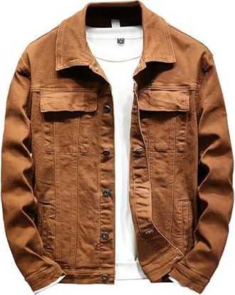 Generic Veste en jean slim fit classique pour homme, manteau en denim d&eacute;contract&eacute; coton, grande taille, l&eacute;g&egrave;re, id&eacute;ale pour le printemps et lautomne, avec poc