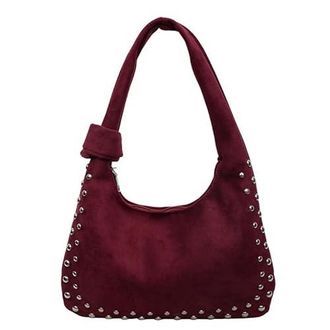 Generic Sac &agrave; Main R&eacute;tro en Faux Su&egrave;de &agrave; Clous Grand &Eacute;l&eacute;gant &agrave; Studs Sac &agrave; &Eacute;paule Casual Mode Y2K pour Femmes