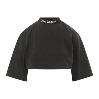 Palm Angels Back Curved Logo Tee - - Tops - Damen - Schwarzk - S