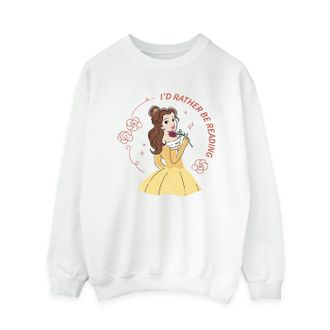 Disney Beauty And The Beast Id Rather Be Reading Sweatshirt f&uuml;r Damen (Wei&szlig;)