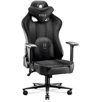 Diablo X-Player 2.0 Gaming Stuhl Computerstuhl ergonomischer Bürostuhl Gamer Chair Schreibtischstuhl Stoffbezug Schwarz - Normal Size - Diablo