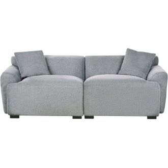 Beliani Sofa Grau aus Stoff 3-Sitzer Gepolstert mit Kissen Modernes Design Skandinavischer Stil Polstersofa Stoffsofa Wohnzimmer
