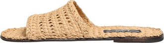 Dolce & Gabbana Femme, Chaussures, Beige, Taille: 44 EU Sandales plates en raphia