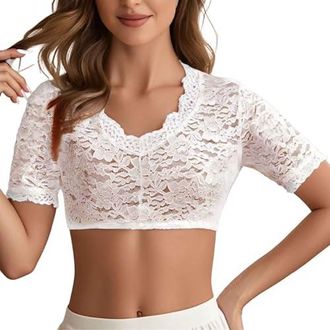 Generic T-shirt pour femme Ding Dong Gilet en dentelle pour la f&ecirc;te de la bi&egrave;re, Blanc., XXL