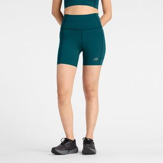 New Balance Damen RC Elite Storage Short 6 in Gr&uuml;n, Poly-Strick, Gr&ouml;&szlig;e XL