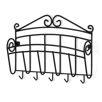 Spectrum Diversified Spectrum 37510 Brief- / Schl&uuml;sselhalter zur Wandbefestigung, Metall, verschn&ouml;rkeltes Design, Schwarz