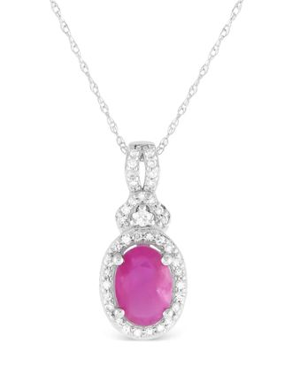 Luxury Bazaar collier à pendentif en or blanc 14ct serti de diamant et de rubis - Argent