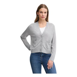 Benetton Strickjacke mit V-Ausschnitt und Kn&ouml;pfen - - Knitwear - Damen - Grau - M