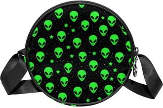 Generic Sac &agrave; bandouli&egrave;re Circle pour femme, petit sac &agrave; bandouli&egrave;re vert avec fermeture &eacute;clair, bretelles r&eacute;glables, sac &agrave; main rond d&eacute;contract&eacute; pour femmes 