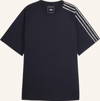 Yohji Yamamoto Y-3 Raw Edge 3-Streifen T-Shirt schwarz