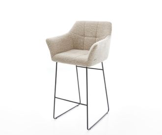 DELIFE Barstuhl Yulo-Flex Webstoff Soft Beige Kufengestell Metall Schwarz, Barst&uuml;hle