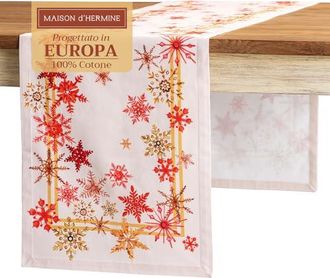 Maison d'Hermine Crystal Star Chemin de Table 100 % Coton pour Les f&ecirc;tes, d&icirc;ners, Vacances, Cuisine, Thanksgiving, No&euml;l (50cm x 150cm)