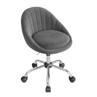 Woltu Homeoffice Stuhl, B&uuml;rostuhl ergonomisch, Drehstuhl mit Rollen, Schreibtischstuhl 150 kg belastbar, f&uuml;r Arbeitszimmer Schlafzimmer, Samt, Dunkelgrau, B