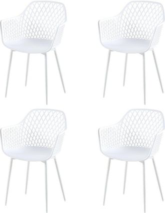 Eggree Lot de 4 Fauteuil Chaises Blanc Plastique Scandinave Chaise de Salle à manger- Idéales pour Terrasse, Jardin et Extérieur