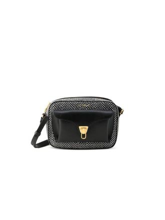 Coccinelle Womens Handbag Black-Black Calf Split Leather Bags - Handbags Black/black
