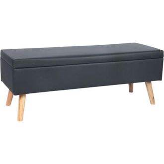 Relaxdays Banc Relaxdays, espace de rangement, rembourr&eacute;, similicuir, bois, H x L x P : 40 x 110 x 40 cm, banc coffre noir